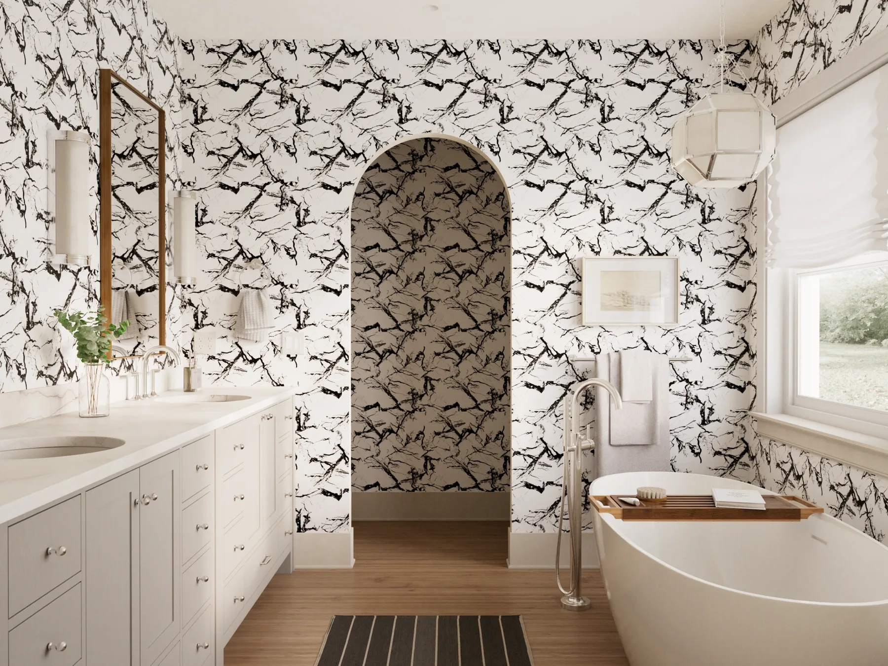 white marble wallpaper for bathroom