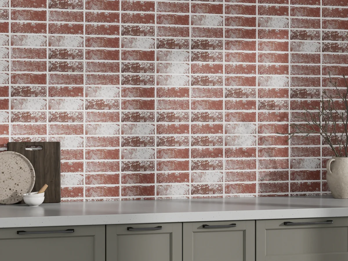 rustic red brick effect tiles